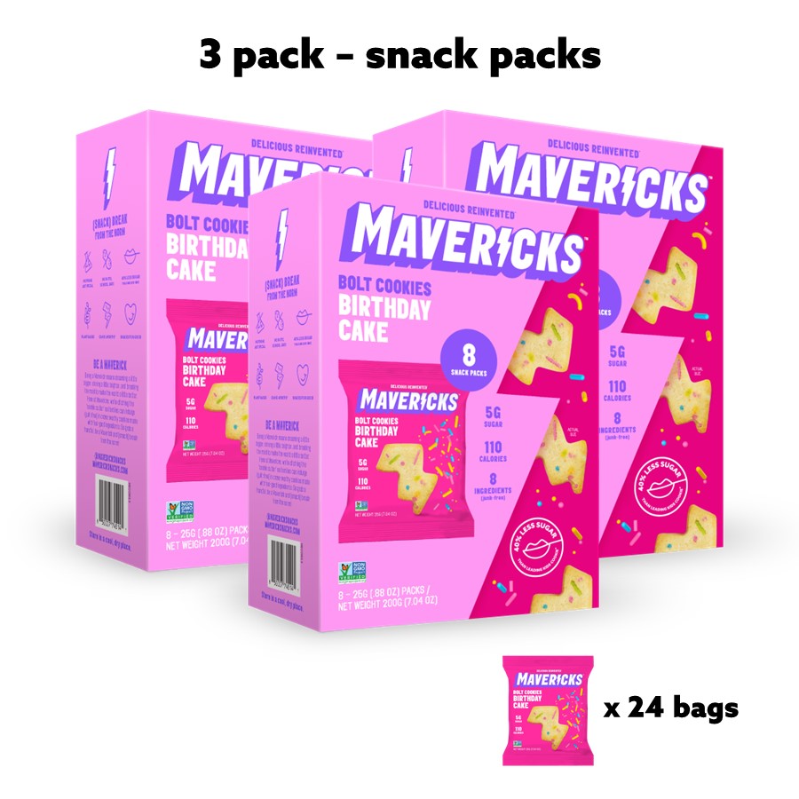 Mavericks Snacks - Birthday Cake Bolt Cookies